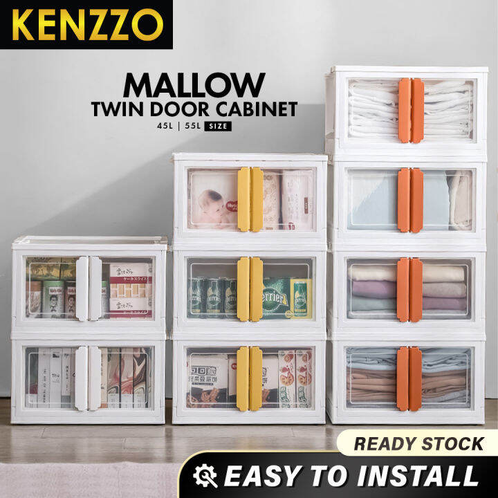 KENZZO : Mallow Twin Door Foldable Big Plastic Cabinet Storage Box ...