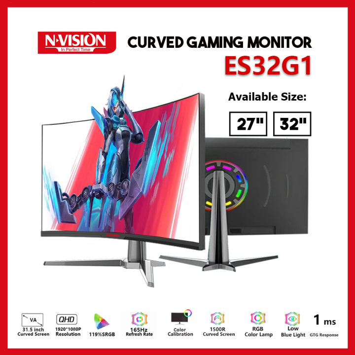 SANC NVISION 32inch 27inch Gaming Monitor Curved Frameless 165Hz Full ...