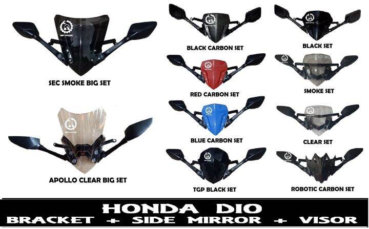 HONDA DIO - Side Mirror + Heavy Duty Bracket + Visor (3in1) | Lazada PH