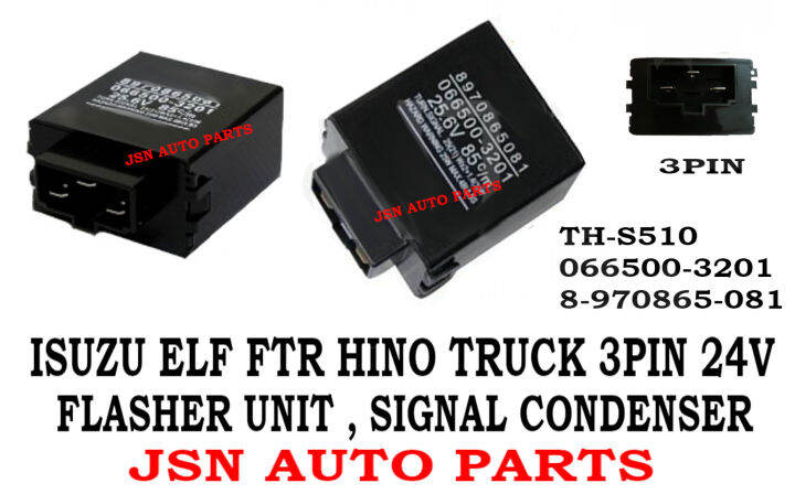 3PIN 24V FLASHER UNIT SIGNAL CONDENSER ISUZU FTR FVR HINO TH-S510 ...