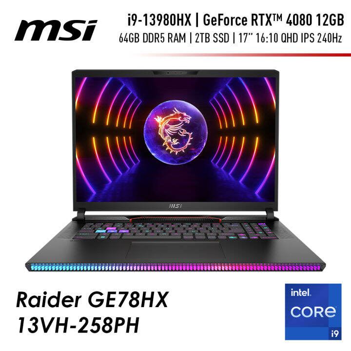 MSI Raider GE78HX 13VH-258PH | 16 inch QHD+(2560 x1600), 240Hz | Intel ...