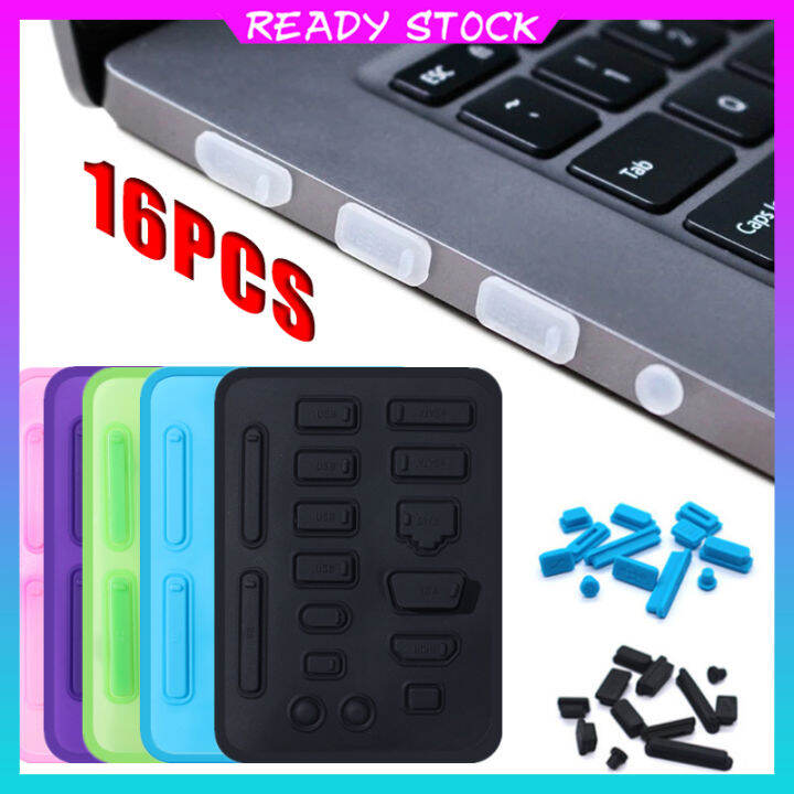 16PCS Universal Silicone Notebook Laptop Anti Dust Plug PC Plugs Cover ...