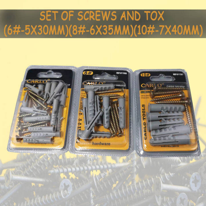 SET OF FISHER SCREWS WITH TOX , PLASTIC PLUGS ANCHOR SCREWS | Lazada PH
