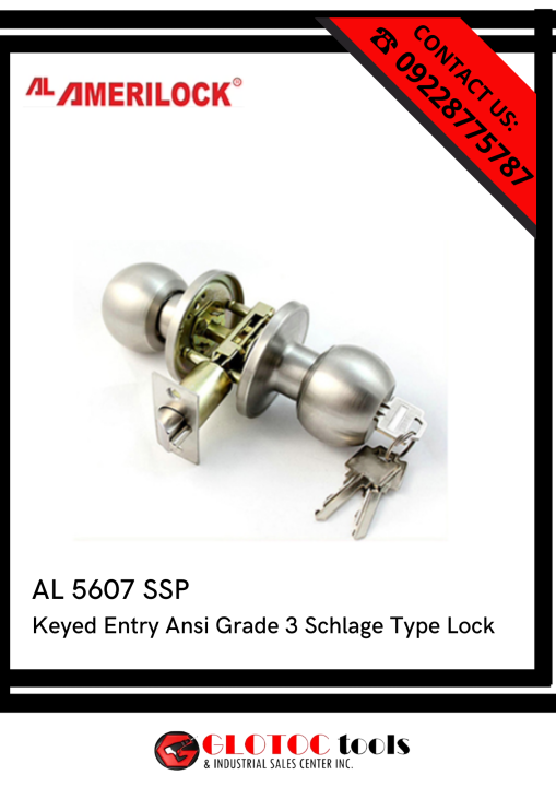AMERILOCK Keyed Entry Ansi Grade 3 Schlage Type Lock AL 5607 SSP ...