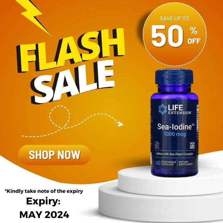 Life Extension Sea-Iodine 1000mcg 60 Vegetarian Capsules ( Expiry 5 ...