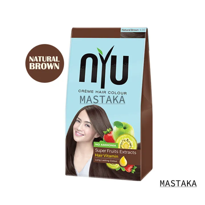 NYU Creme Hair Color NATURAL BROWN Cat Rambut Tanpa Amonia + Vitamin ...