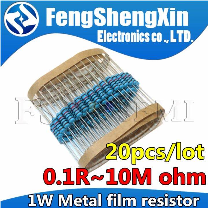 20pcs/lot 1W Metal film resistor 1 1R 1M 2.2R 4.7R 10R 22R 47R 100R 220R 470R 1K 10K 100K 2.2 4. ...