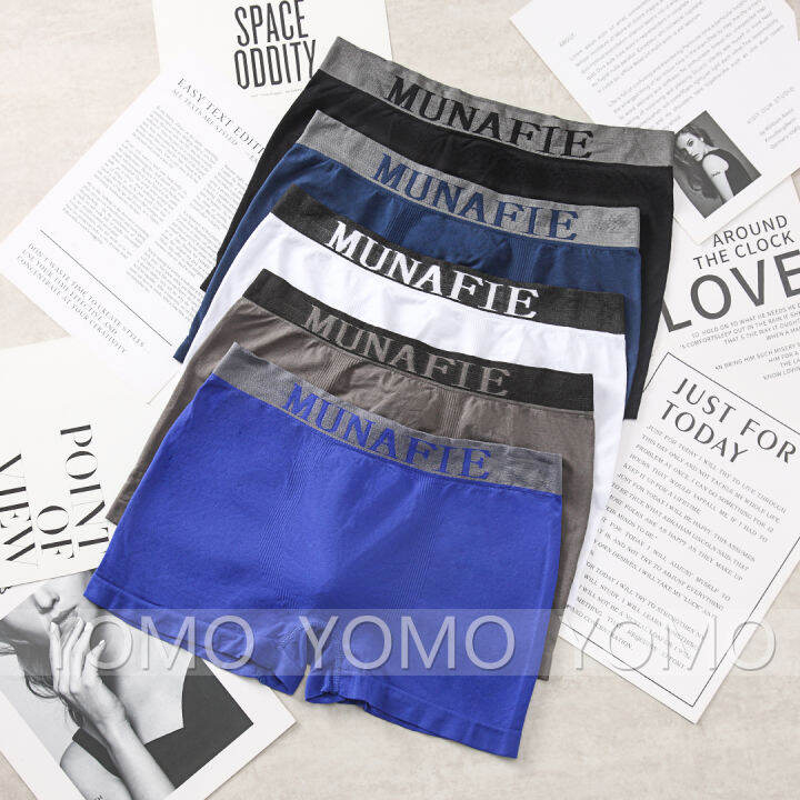 YOMO (5 ชิ้น) กางเกงในชาย MUNAFIE กางเกงในชาย กางเกงบ๊อกเซอร์ชาย ผ้ายืดใส่สบาย ฟรีไซส์ รอบเอว 26 ...