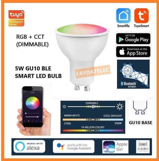 Retouch GU10 5W LED BULB BLE Smart Light Tuya Sigmesh Bluetooth (RGB ...