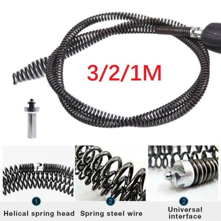 1M/2M/3M Sewer Dredging Spring Bold Electric Drill Drain Cleaner ...