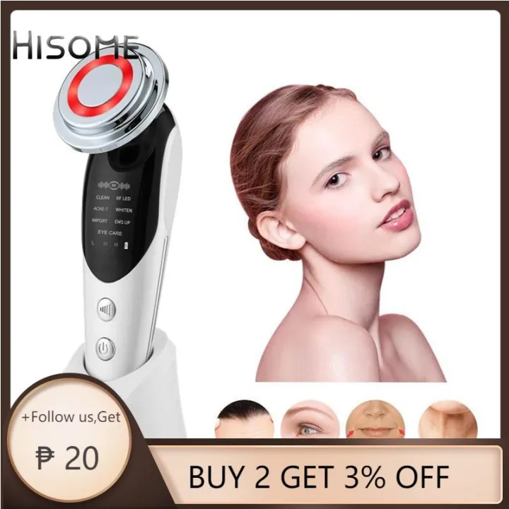 7 in 1 RF EMS Micro Current Lifting Device Vibration LED Face Skin Rejuvenation Wrinkle Remover ...