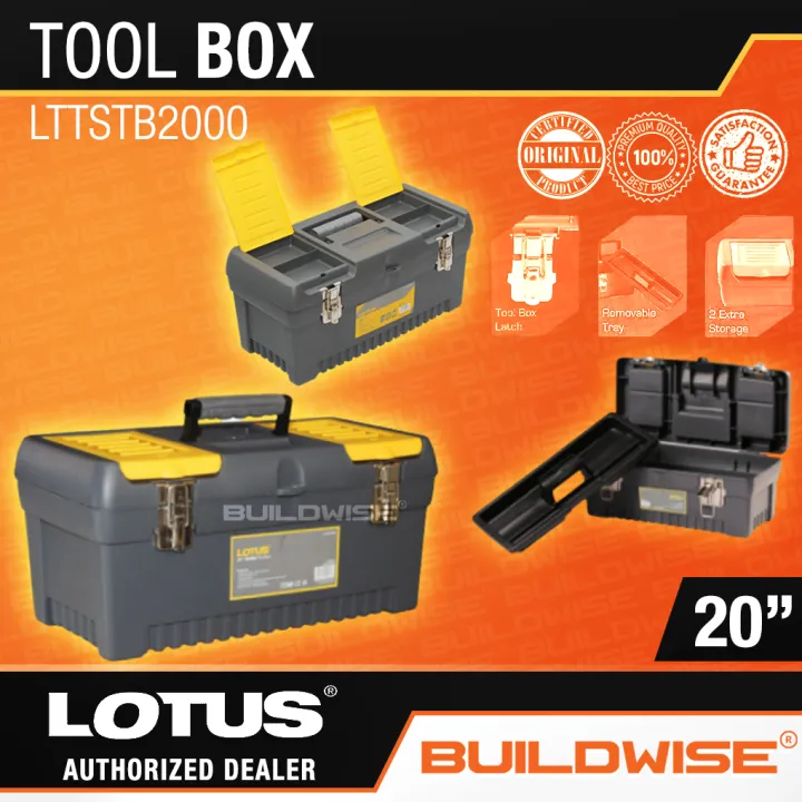 Lotus Tool Box 20"/ 508mm (Grey) LTTSTB2000 Portable Hardware Storage ...