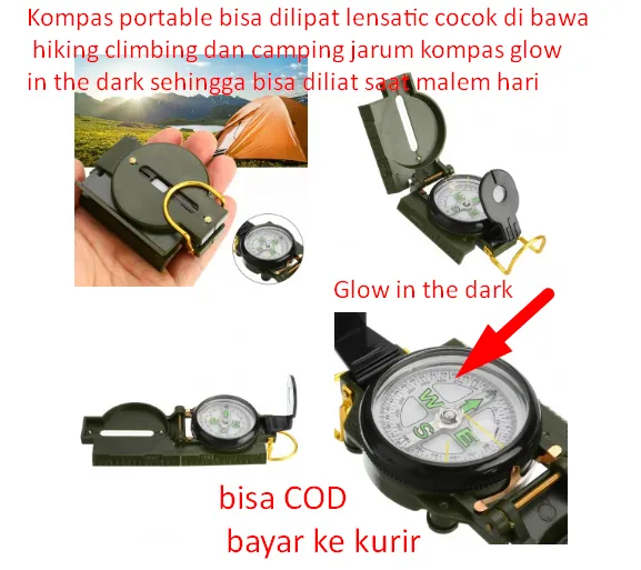 Kompas portable bisa dilipat lensatic cocok di bawa hiking climbing dan ...