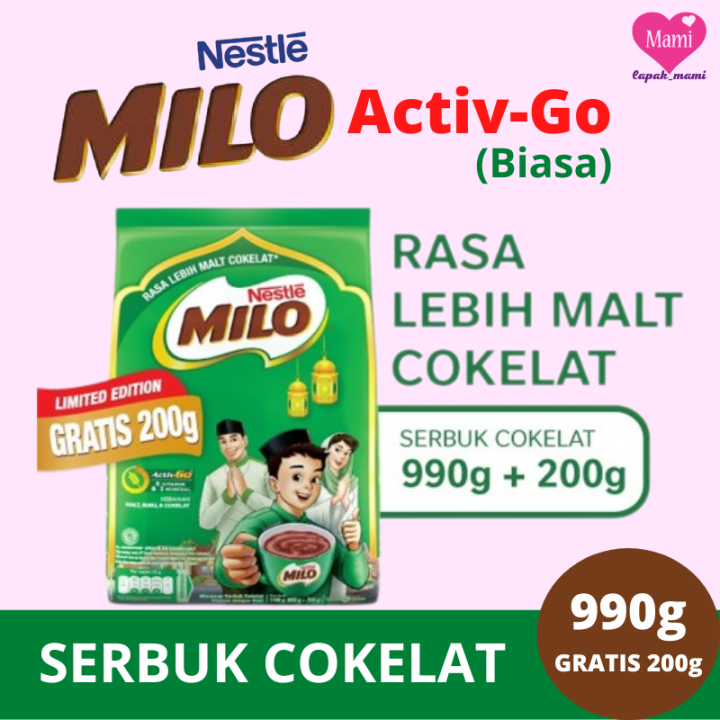 MILO ACTIV-GO Minuman Serbuk Cokelat dengan Ekstrak Malt (Barli) 990g ...