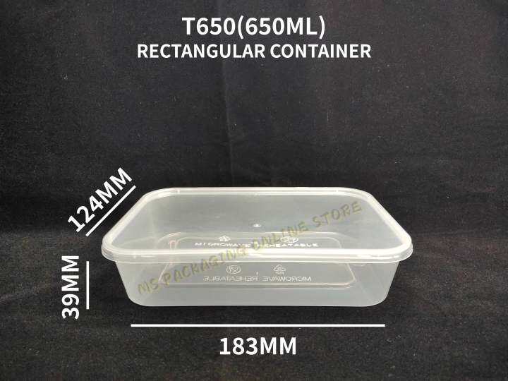 TAGE T650 Rectangular Container with Lid (50set±)/(650ml) Disposable ...