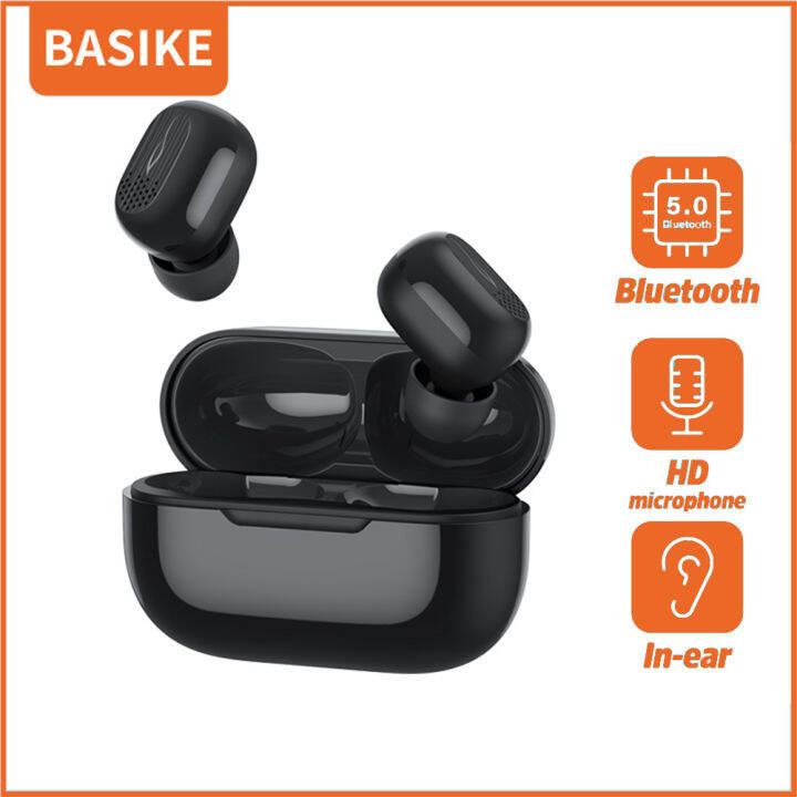True wireless bluetooth earphone earbuds BASIKE TWS noise canceling ...