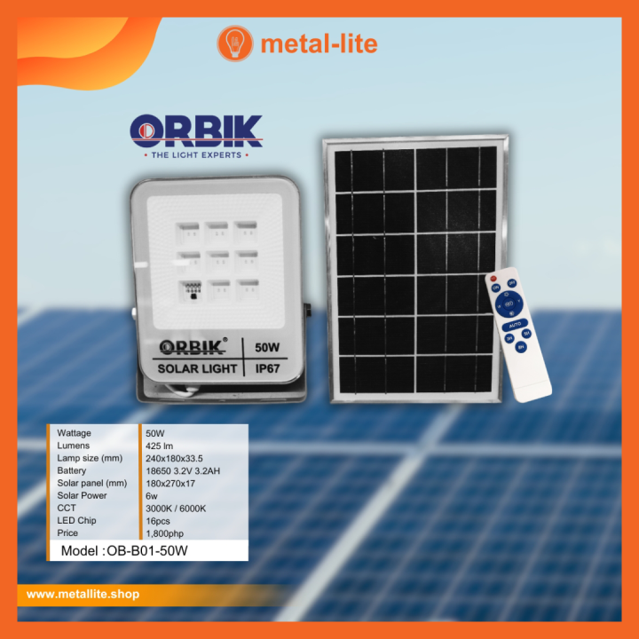 ORBIK SOLAR LED FLOOD LIGHT OB-B01-50W | Lazada PH