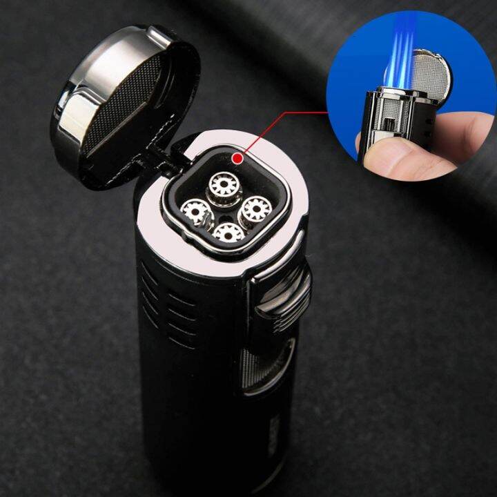 Four Torch Jet Adjustable Flame Refillable Cigarette Cigar Lighter ...
