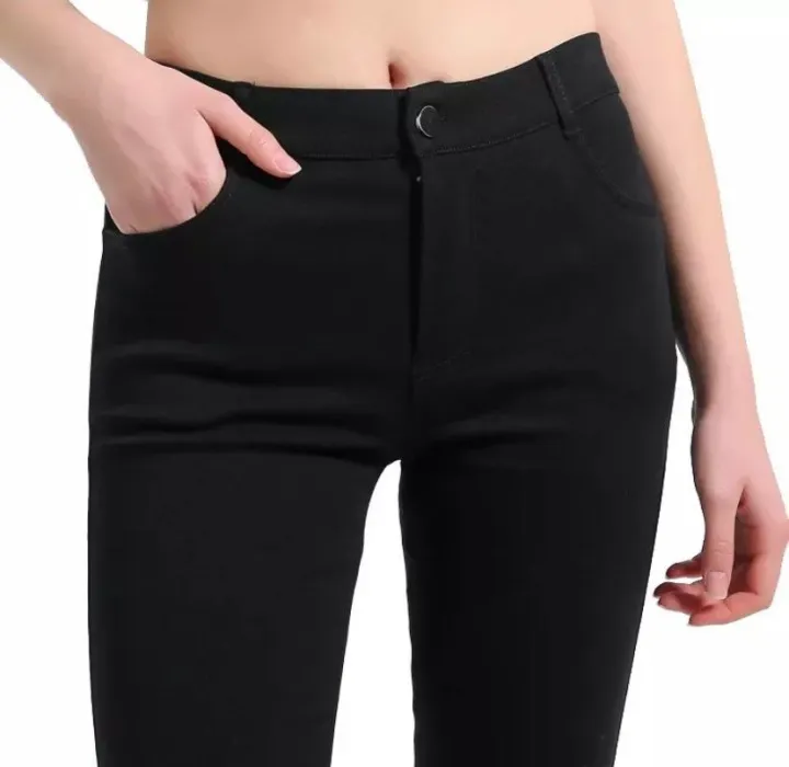 New Fsshionable Korean Black Slacks For Women Strechable Casual Pants ...