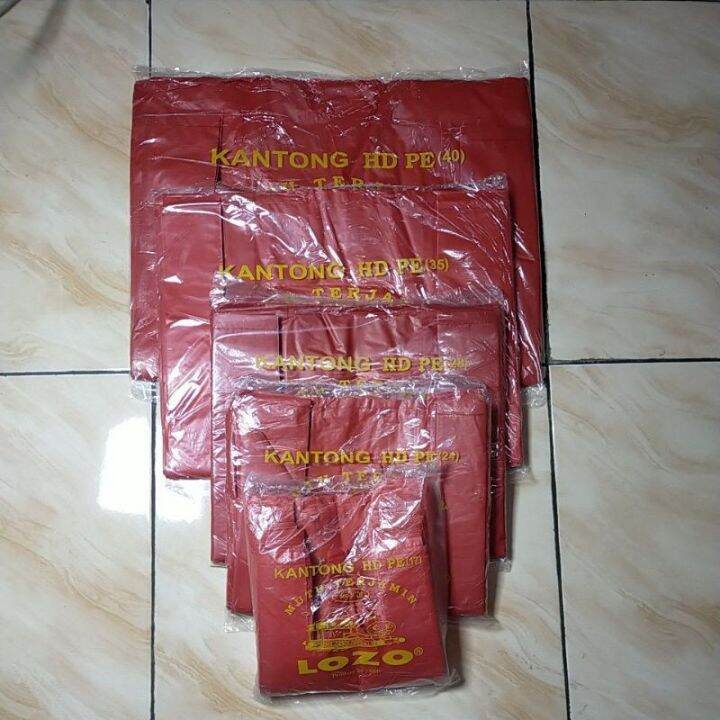 kantong kresek merah uk 40-35-28-24-17(1 ikat isi 5 Bks) kantong ...