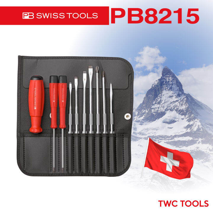 PB Swiss Tools ชุดไขควง รุ่น 8215L ด้ามยาง ไขควงซองหนัง 10 ตัวชุด Swiss Made PB8215L | Lazada.co.th