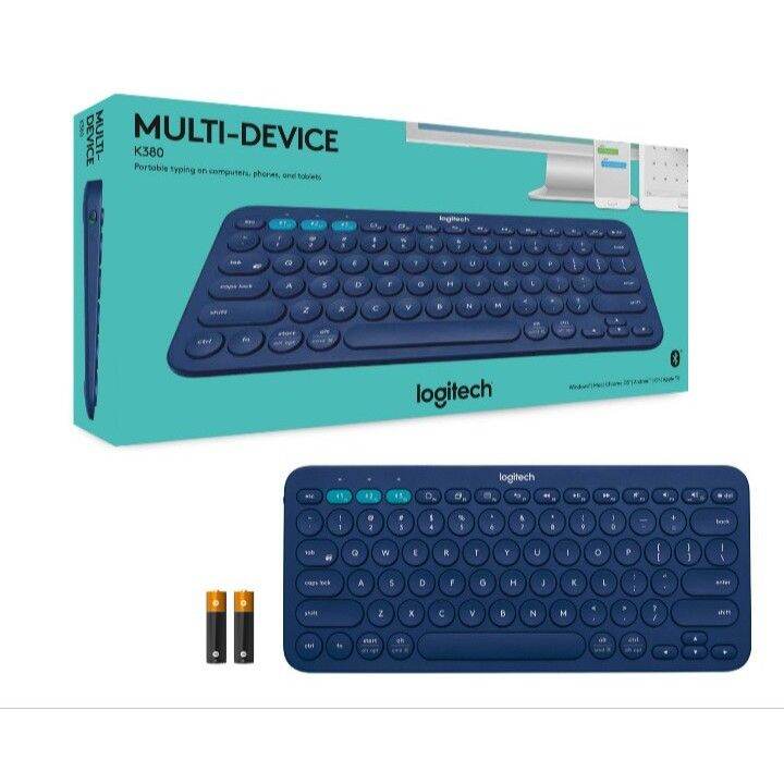 Logitech Keyboard K380 MULTI-DEVICE BLUETOOTH OriginaL (Blue) | Lazada ...