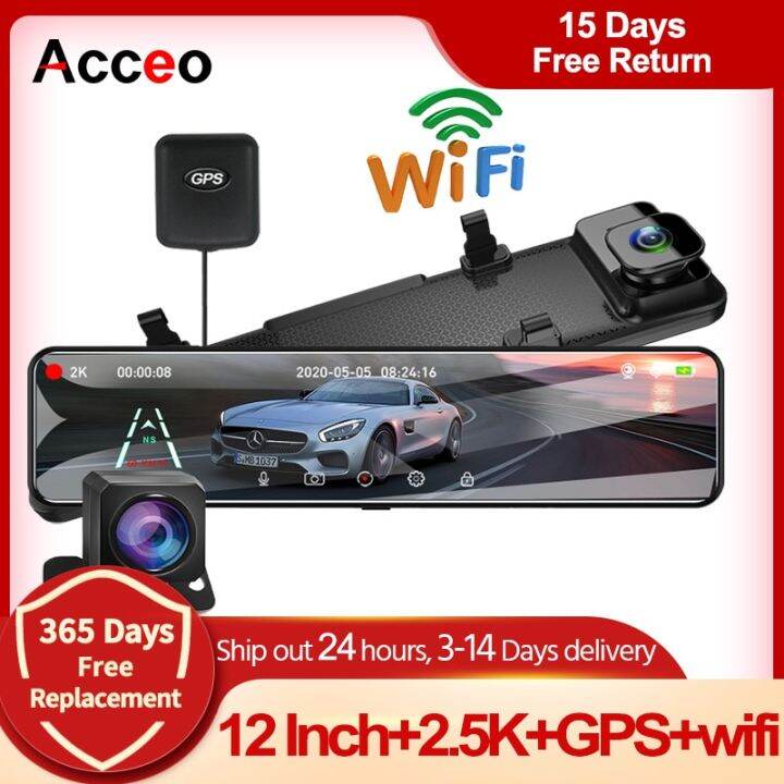 Acceo A45 2.5K Car DVR 12 Inch Touch IPS RearView Mirror Support Rear ...