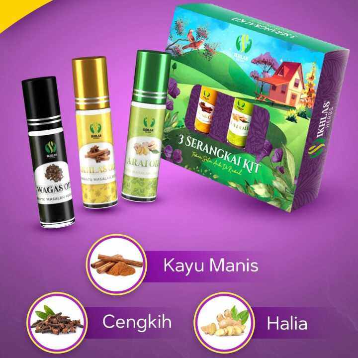 3 SERANGKAI KIT AROMATHERAPY OIL / MINYAK KAYU MANIS/MINYAK CENGKIH ...