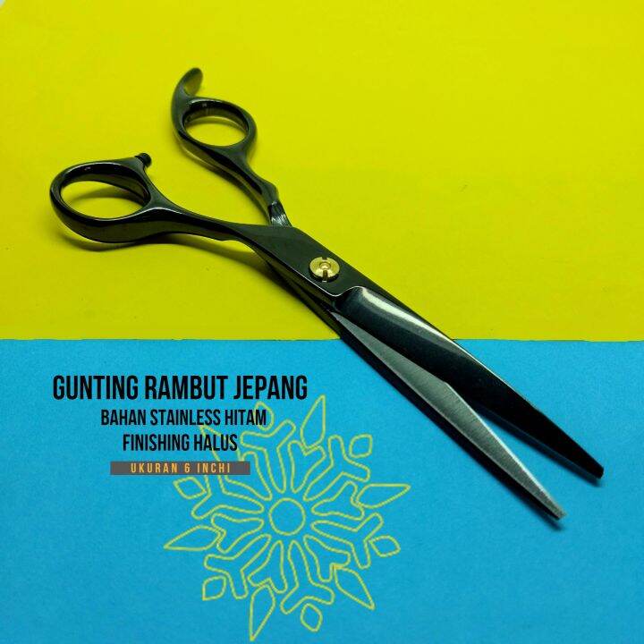 Gunting Rambut Jepang Stainless Steel Hitam Gunting Tajam Dengan Finishing Halus Ukuran 6