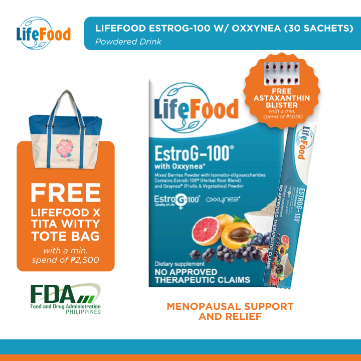 LifeFood EstroG-100 with Oxxynea Powder 30 Sachets (Antioxidant Support ...