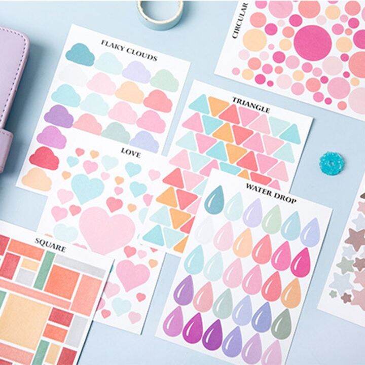 UJYU สมุดแพลนเนอร์อัลบั้มทรงเรขาคณิตรูปหัวใจดอกไม้แบบมีกาวในตัวดีคอลตก ...