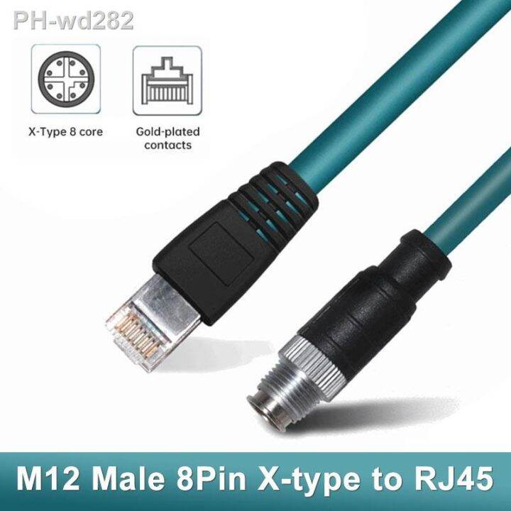 M12 to RJ45 8 Pin X-Coded Connector Aviation Plug Male Industrial ...