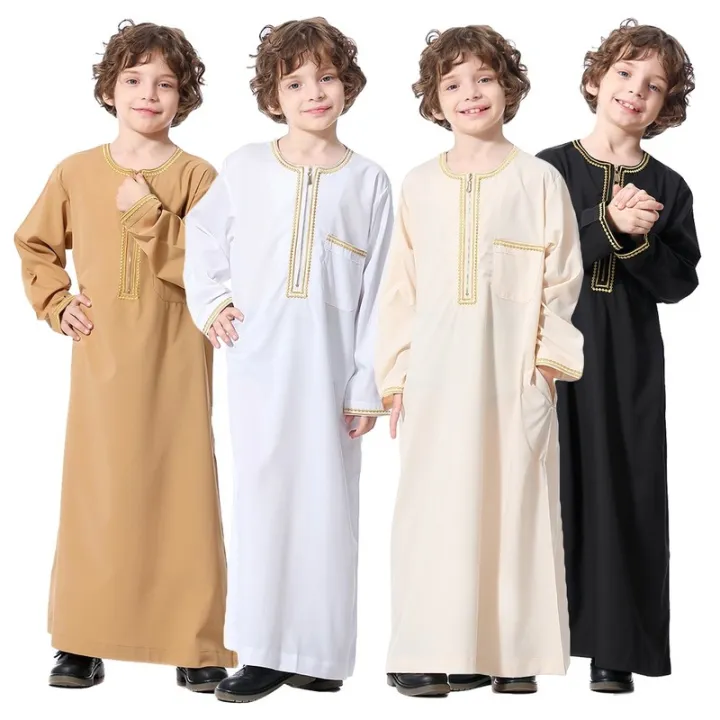 Saudi Arabia Kids Boys Thobe Jubba Dishdasha Abaya Islamic Clothing ...