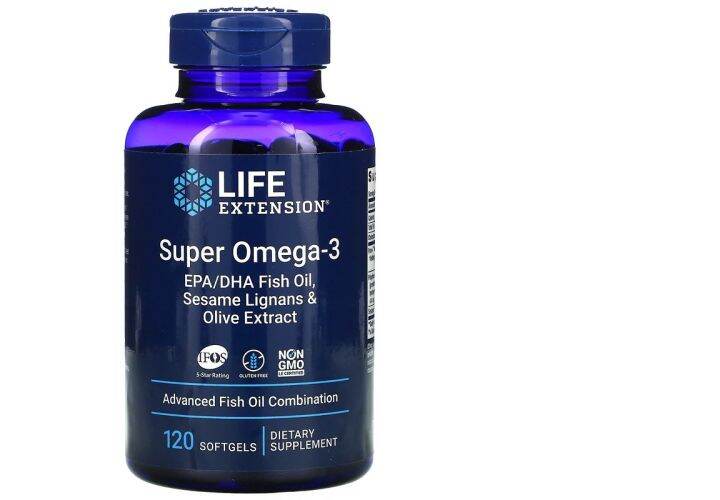 Life Extension Super Omega-3 EPA/DHA Fish Oil Sesame Lignans & Olive Extract 60 or 120 Softgels ...