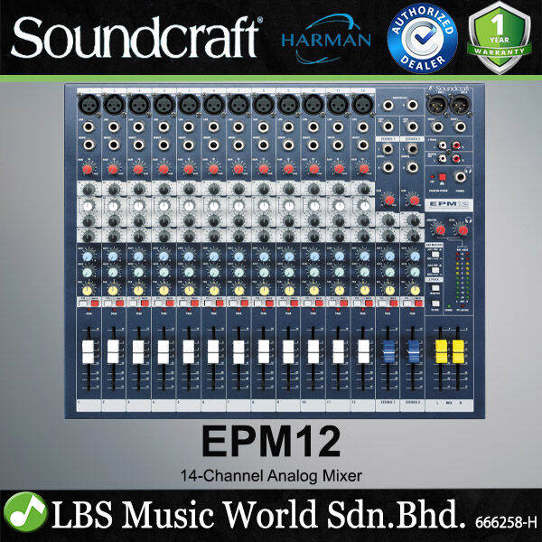 Soundcraft EPM12 14 Channel Analog Mixer with 12 Mono Inputs (EPM 12 ...