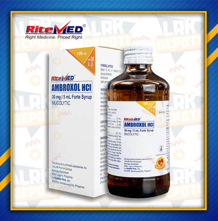 RiteMed Ambroxol Forte 30mg Syrup 120mL Mucolytic Mucosolvan ...