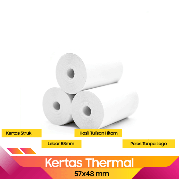 KERTAS THERMAL 58MM 57X48MM isi 10 ROLL KERTAS PRINTER THERMAL KERTAS ...