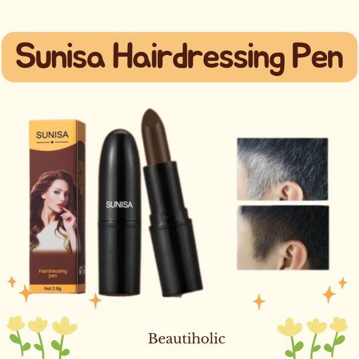 100% Effective SUNISA Hairdressing Pen Black and Brown Repair Cream Hair Waxing Hair Hairline ...