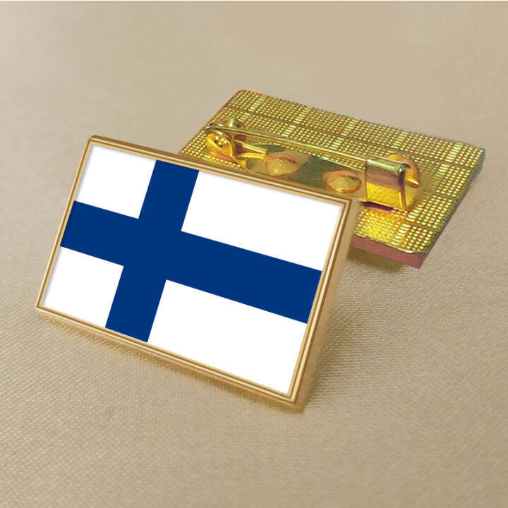 Finland flag pin 2.5*1.5cm zinc die-cast PVC colour coated gold ...