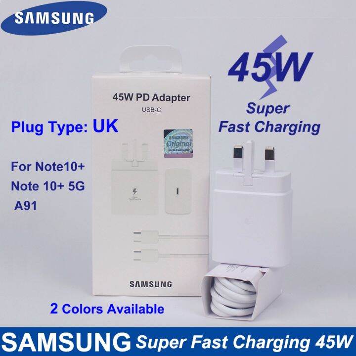 【Digital goods-YU】 Samsung Original 45W UK Quick Adapter สำหรับ Note10 Note 10 5G A91 PD Travel ...