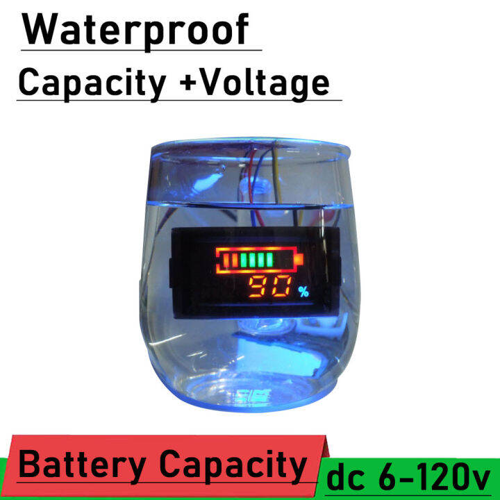 Waterproof Battery capacity Tester + VoltMeter DC 6-120V 12V 24v 36 48V ...