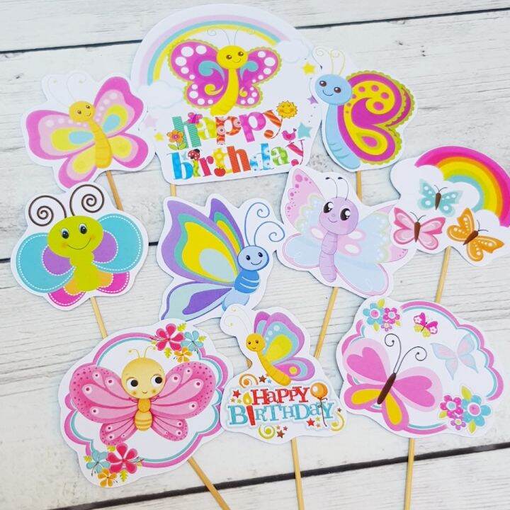 Butterfly Kupu Kupu Birthday Cake Topper Cupcake Pudding Hiasan Kue 1 ...