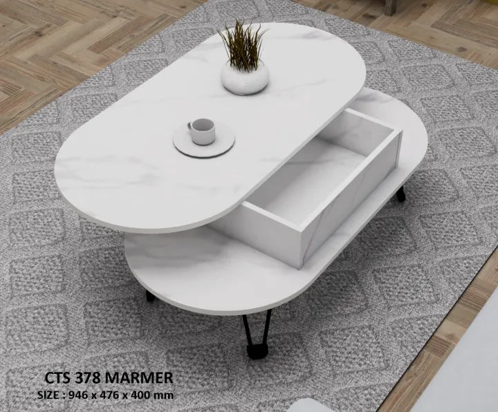 MEJA TAMU COFFEE TABLE PUTIH INDUSTRIALIS MODERN MARMER | Lazada Indonesia
