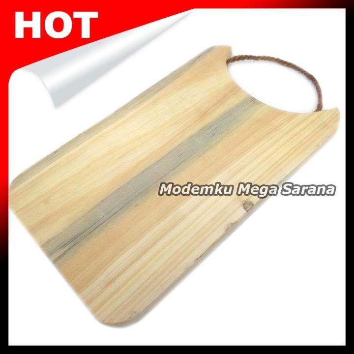 Talenan Kayu Dengan Tali Telenan Kayu Ukuran M 30x18x1.5 cm | Lazada ...