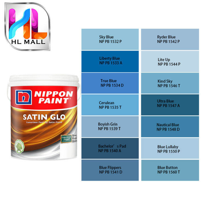 (1532-1560) 5L Nippon Paint Interior Satin Glo Magical Blues & Purples | Lazada