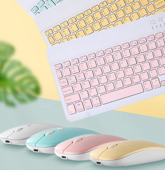 ZON 7 Inch Color Keyboard Bluetooth Wireless Mouse Set Macaron For ...