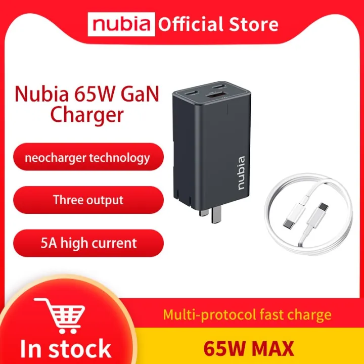 【Ready Stocks】 Original Nubia 65W GaN Quick Charger Adapter 100W 5A Cable for nubia RedMagic 6R ...