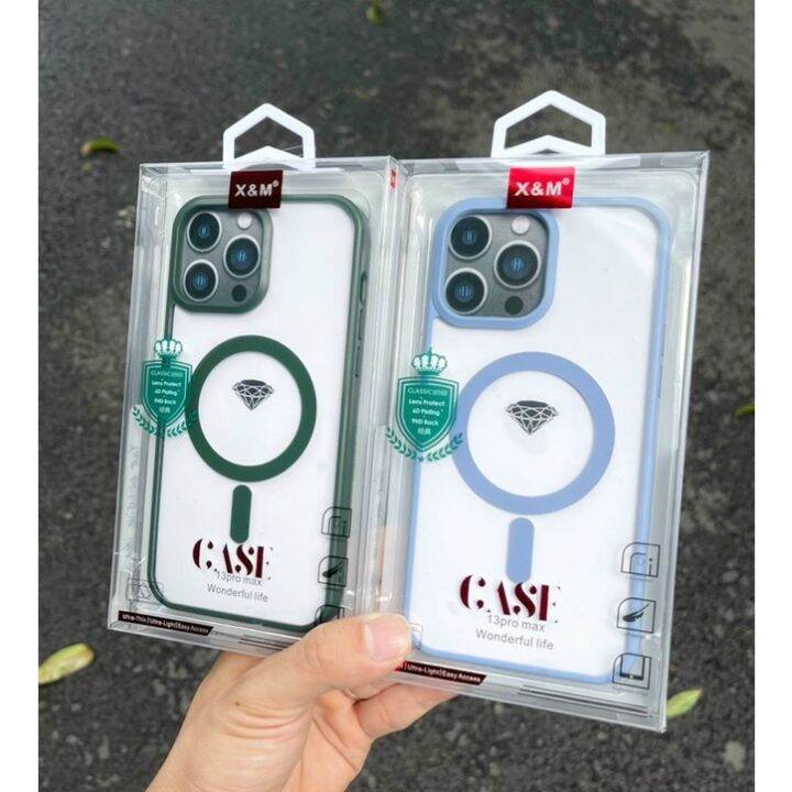 Ốp X&M lưng trong viền màu Magsafe Iphone 15 pro/ ip15 pro max | Lazada.vn