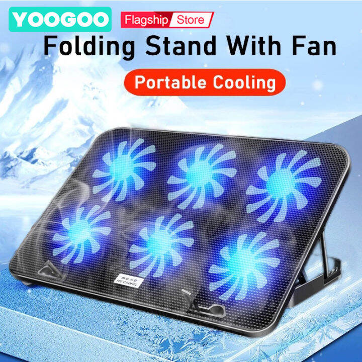 YOOGOO Cooling Pad Laptop Kipas Fan Pendingin Laptop Portable 6 Fan LED ...