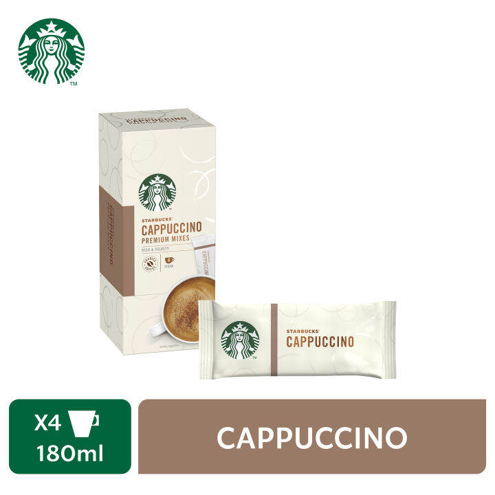 STARBUCKS Cappuccino Premium Coffee Mix, 56g Box of 4 x 14g Sticks ...